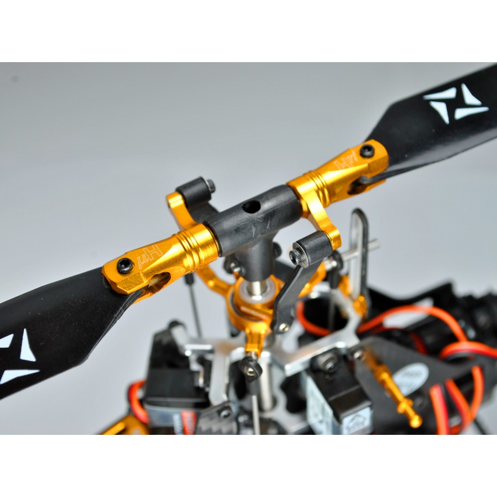 Aluminum Main Blade Grip w/ Thrust Bearing (GOLD) - BLADE FUSION 180