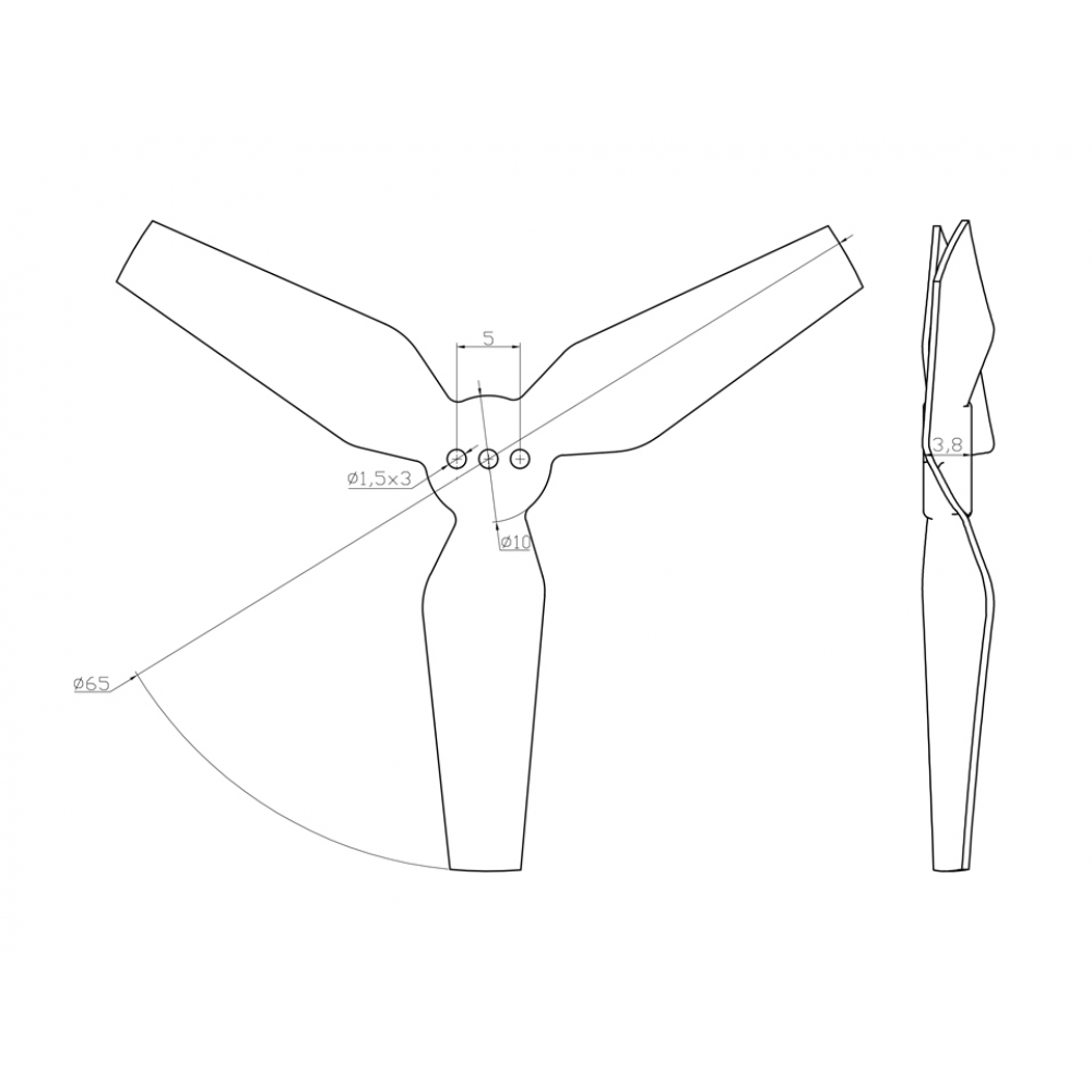 Carbon Fiber 3 Blade Propeller 65mm Tail Blade - OMP Hobby M2 V1 / V2 / EXP